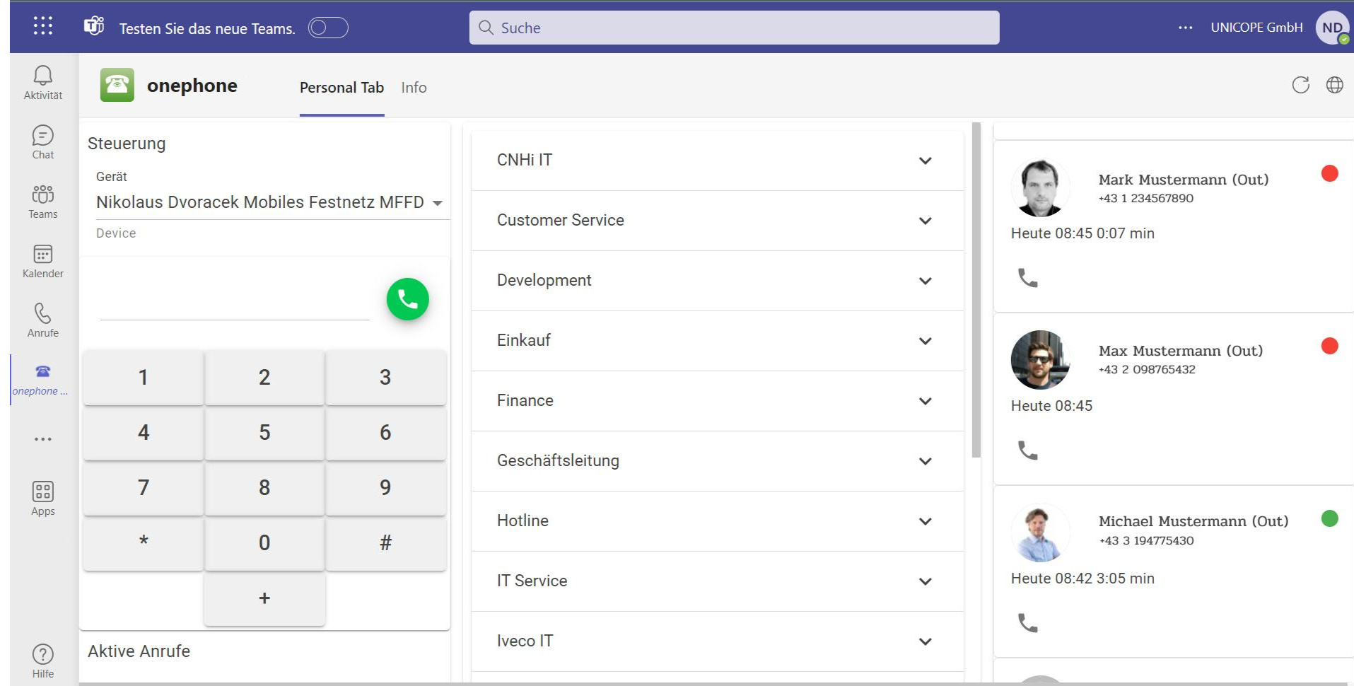 Telefonie-Integration in MS Teams – oneTeams